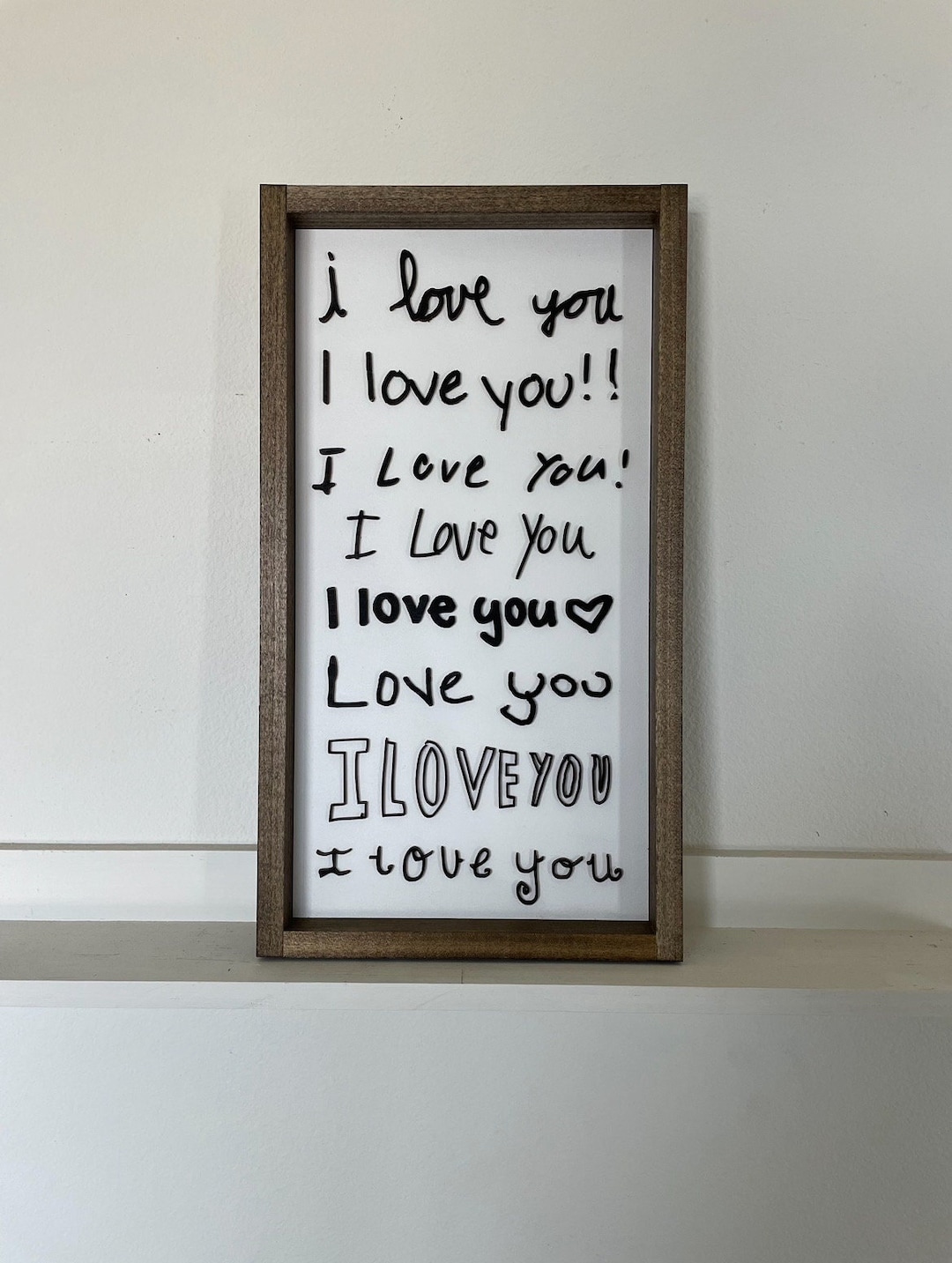 Custom Handwriting 'love You' Sign - Dark Walnut Frame - Etsy