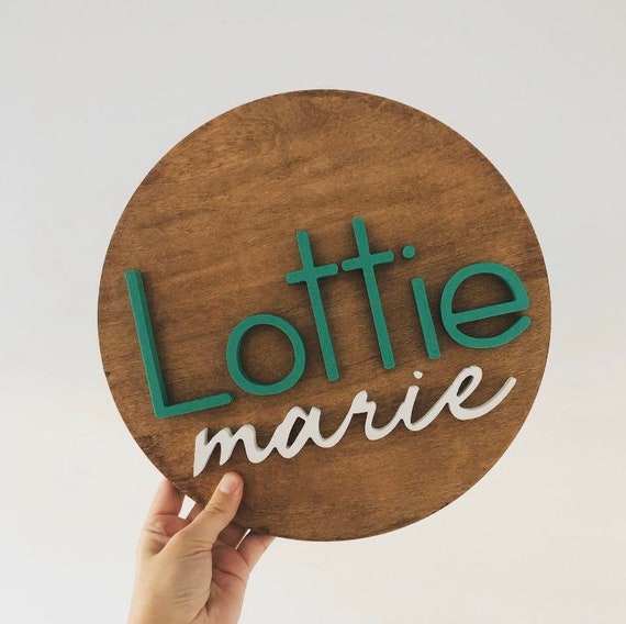 12 inch Custom Wood Round Name Sign/ Wall Nursery Decor | Etsy