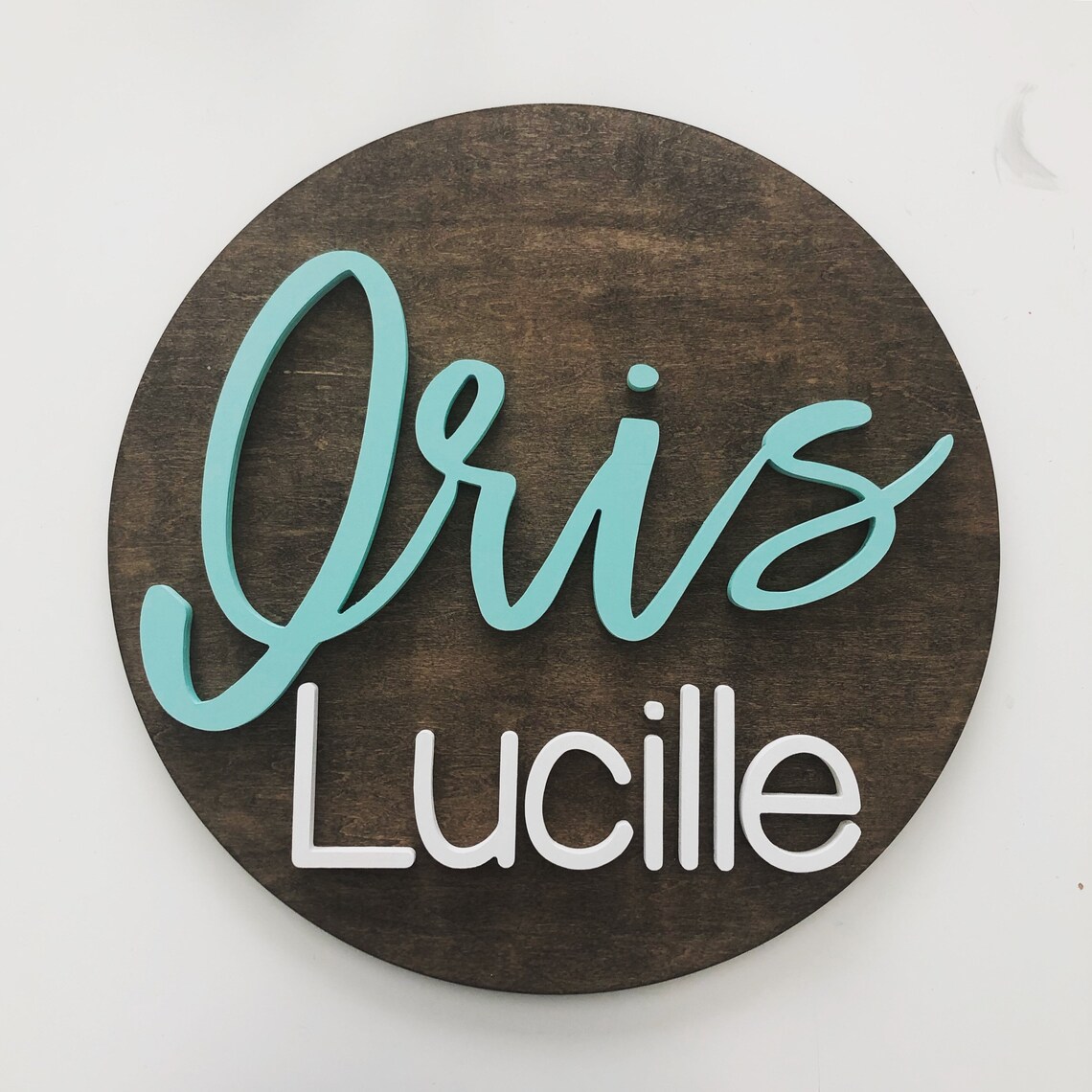 24 Inch Circle / Custom Wood Round Name Sign/ Wall Nursery | Etsy