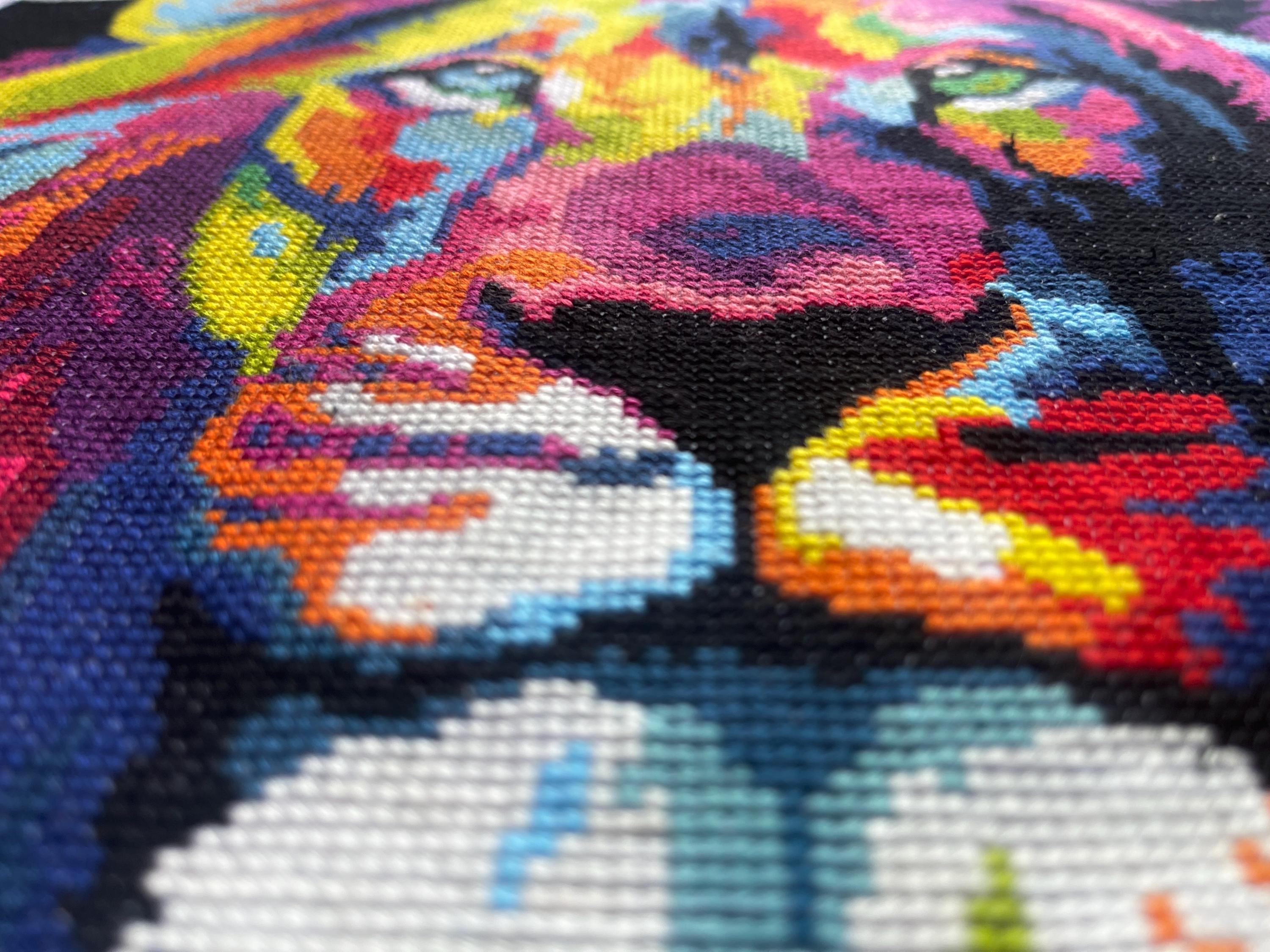 Colorful Lion - Finished Cross Stitch - Etsy