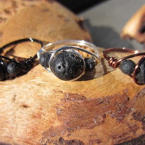 Aromatherapy Ring, Lava Rock Stone, Sterling, Basalt, Diffuser Jewelry ...