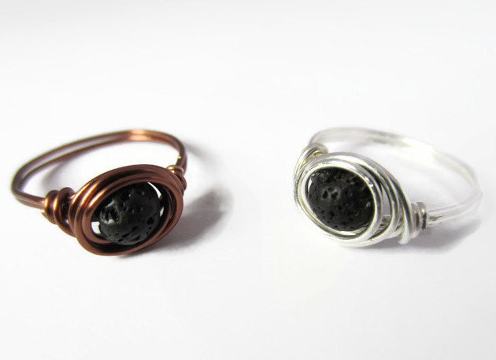 Aromatherapy Ring, Black Lava Rock Stone, Basalt, Diffuser Jewelry ...