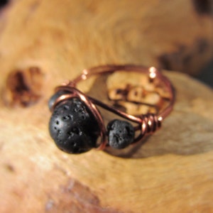 Aromatherapy Ring, Lava Rock Stone, Sterling, Basalt, Diffuser Jewelry, Wire Wrapped Ring ...