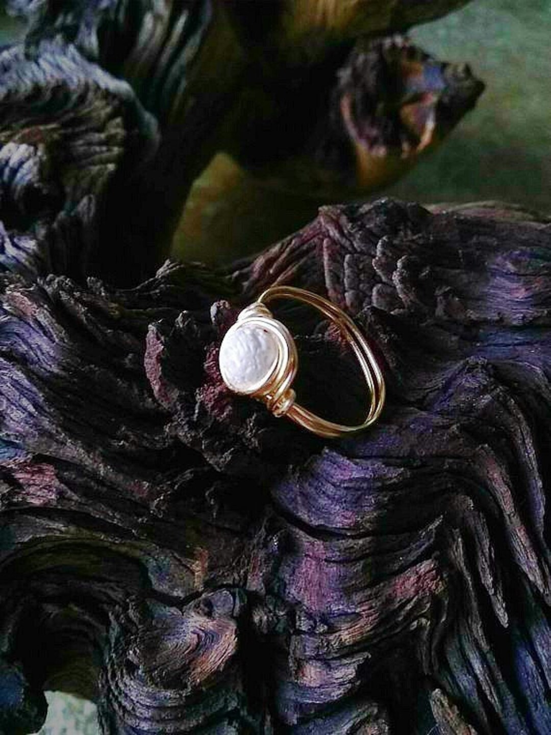 Aromatherapy Ring, White Lava Rock Stone, Basalt, Diffuser Jewelry ...