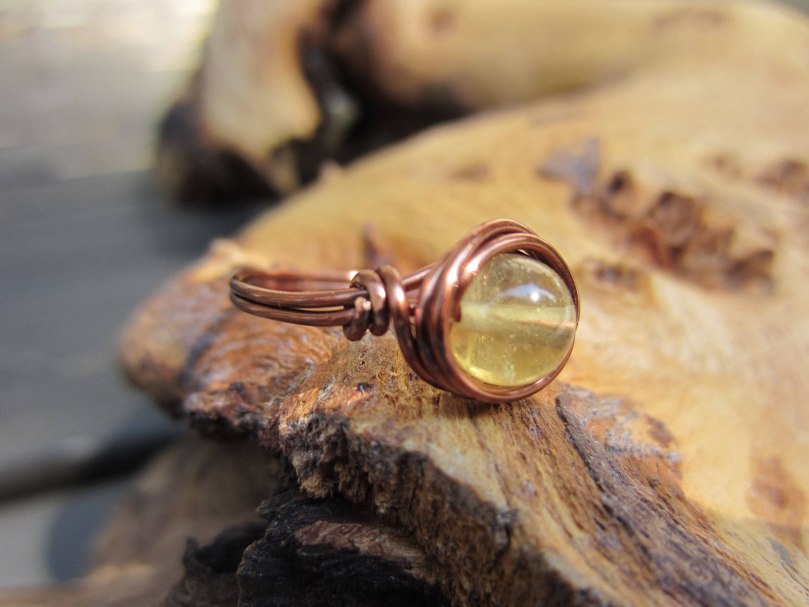 Copper Wire Wrapped Ring With Your Choice of Gemstone or Crystal. - Etsy