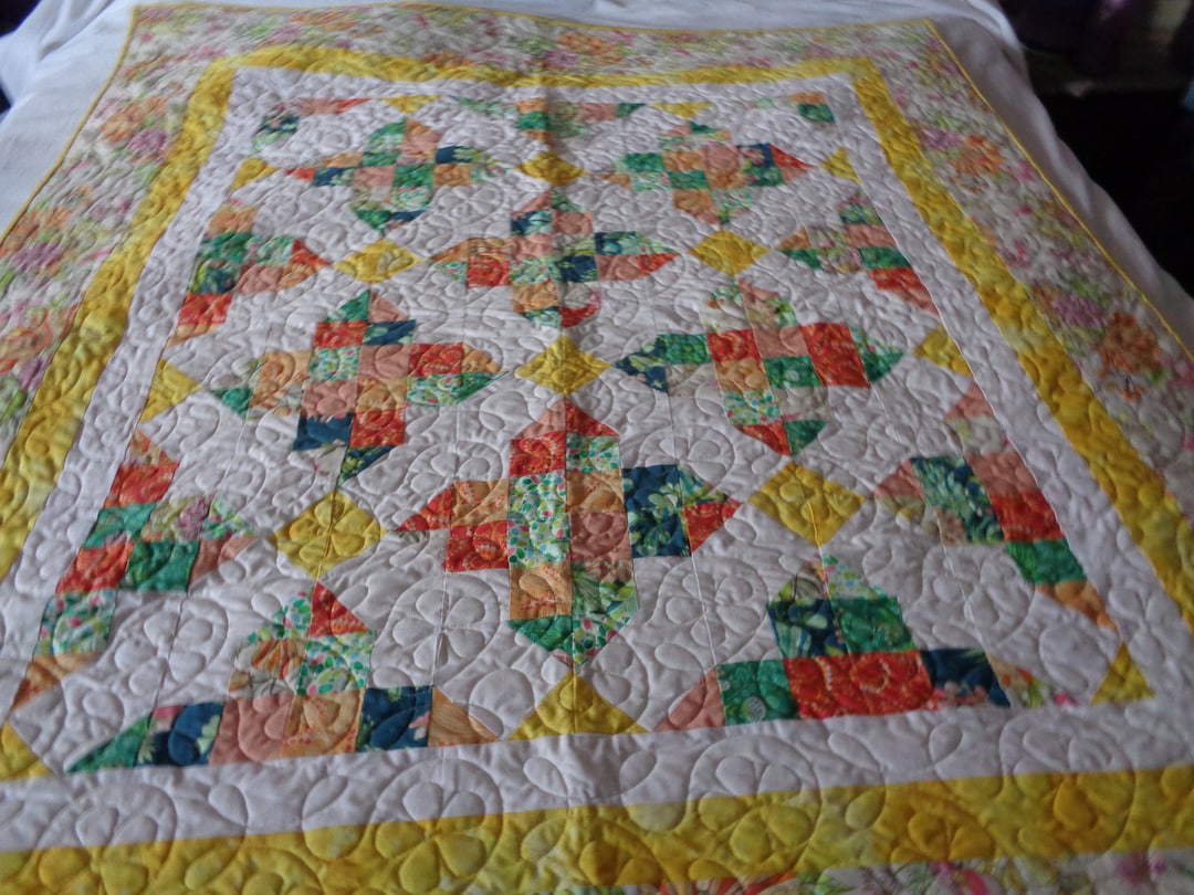 Yellow Floral Quilt - Etsy
