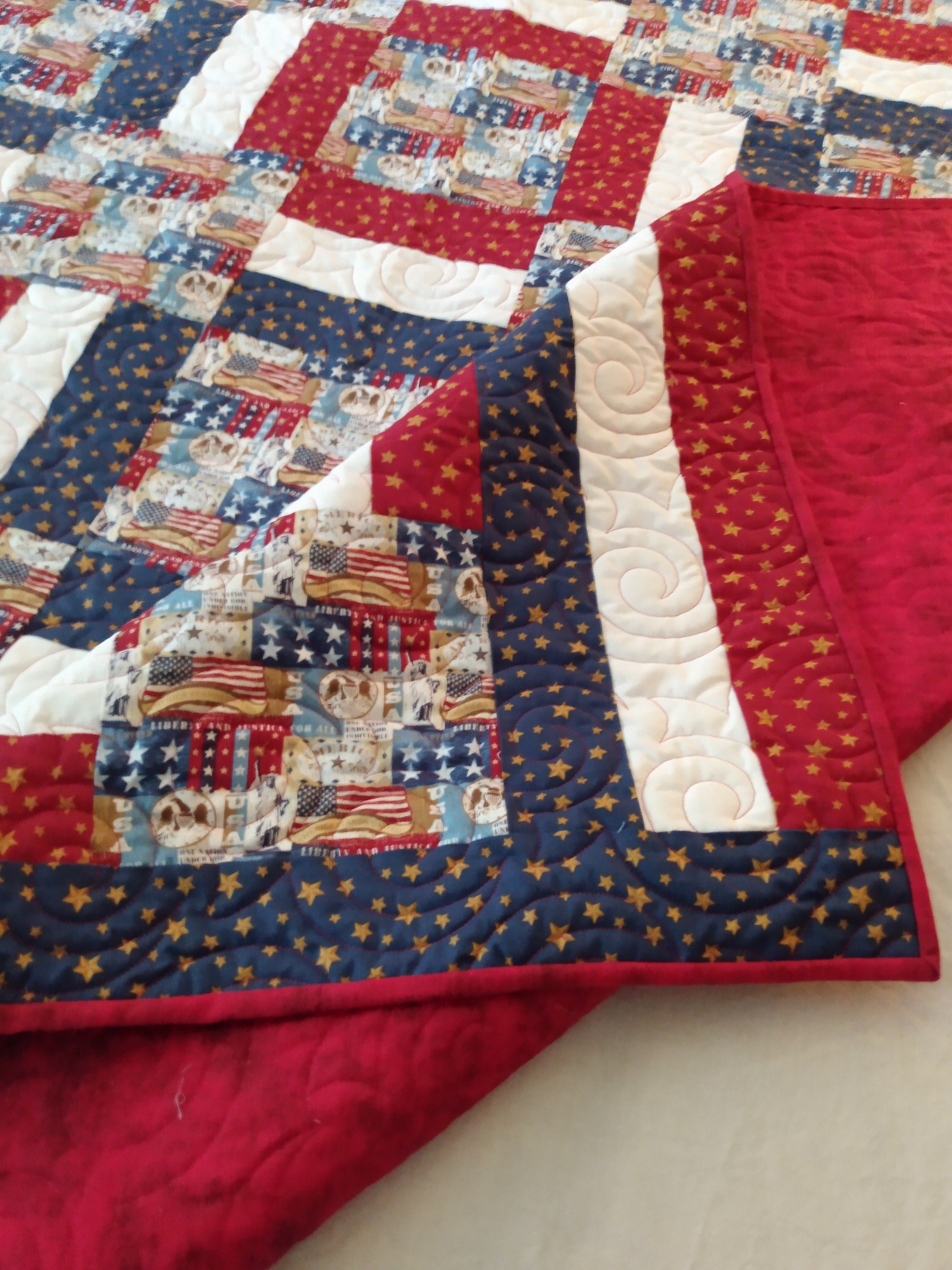 Red, White and Blue Quilt - Etsy