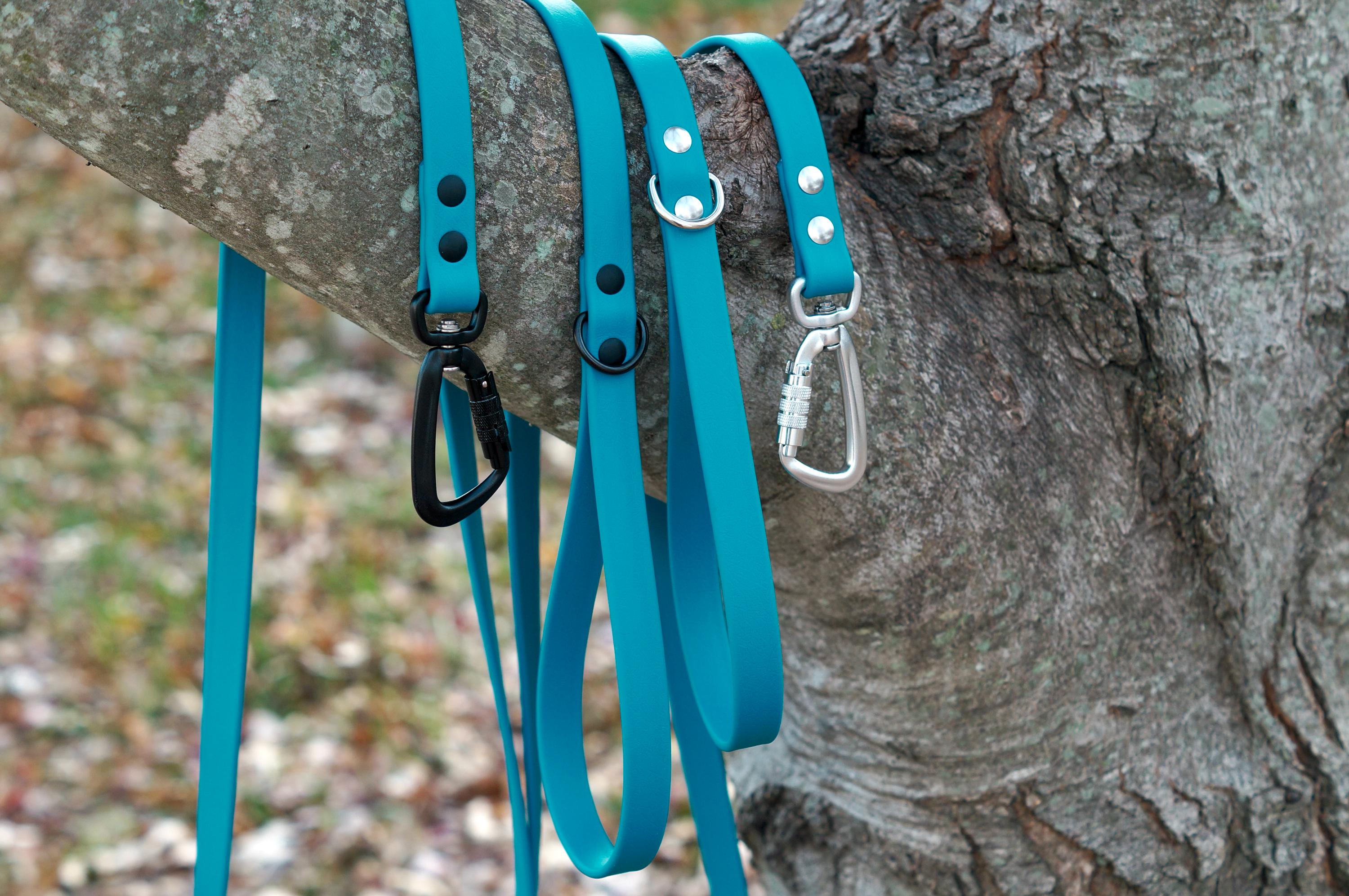 Turquoise Waterproof Biothane® Webbing Leash With Carabiner, Heavy Duty ...