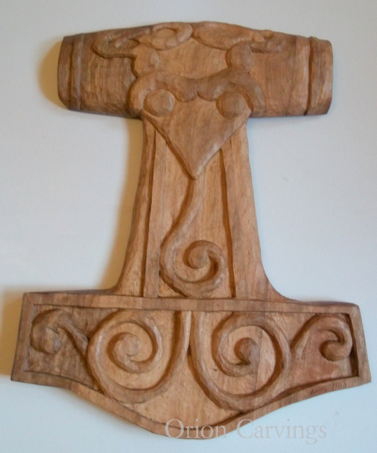 Thor's Hammer mjolnir Wood Carving, Handmade Woodcarving, 17,7 X 20,4 ...
