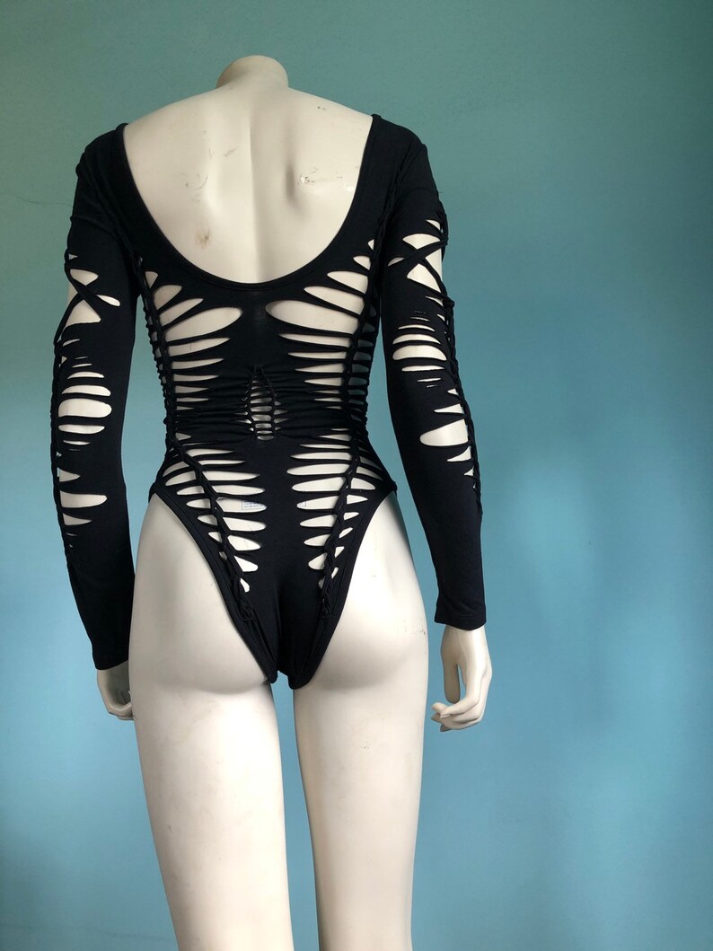 Bodysuit Sexy Slit Weave Festival Rave Bodysuit Gift for Girlfriend Black Friday Sale Cut ...