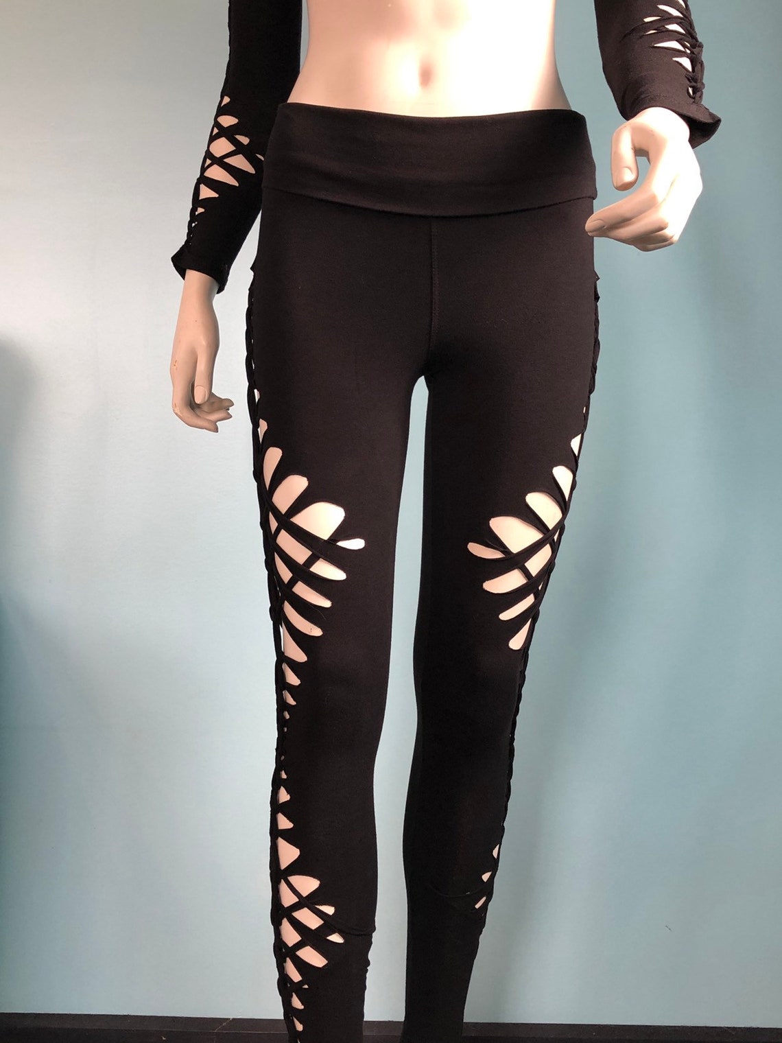 Braided Leggings Slitweave Leggings Yoga Pants Cut up Leggings | Etsy