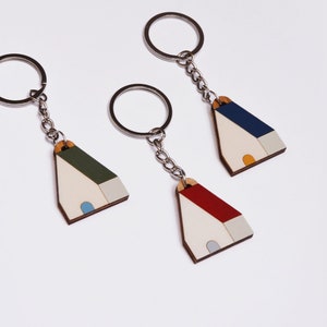 Minimalist Design Keychain, Personalized Little House Wooden Keychain ...