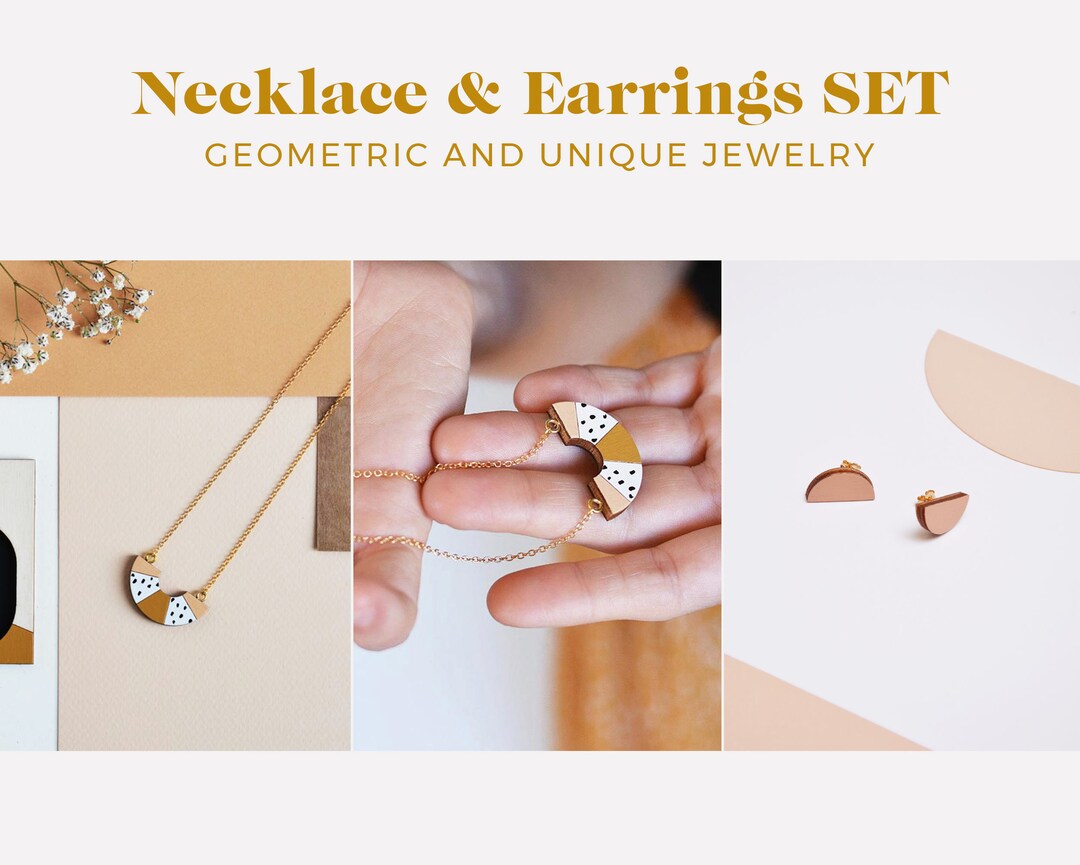 Geometric and Modern Jewelry Set, Necklace and Earrings, Perfect Gift ...
