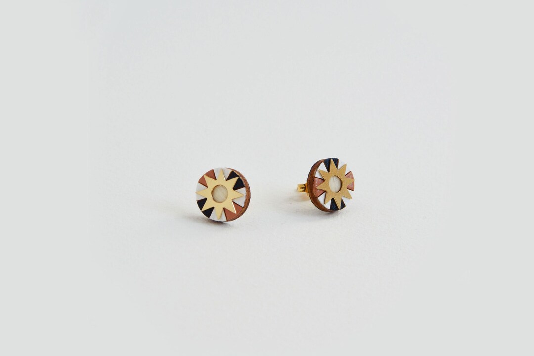Sun Stud Earrings, Gold Stud Earrings, Small Sun Earrings, Boho ...