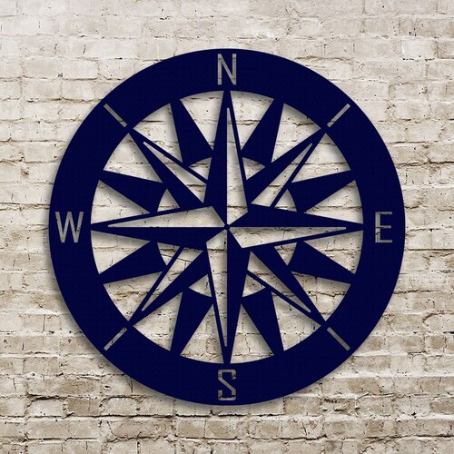 Nautical Compass Rose Metal Wall Art With Monogram Letter - Etsy