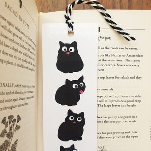 Funny Black Cat Bookmark, Cute Laminated Book Mark, Cat Lover Small ...