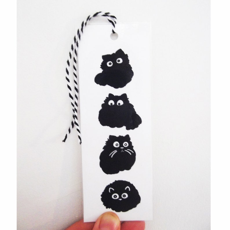 Black Cat Bookmark Cute Laminated Book Mark Cat Lover Small | Etsy