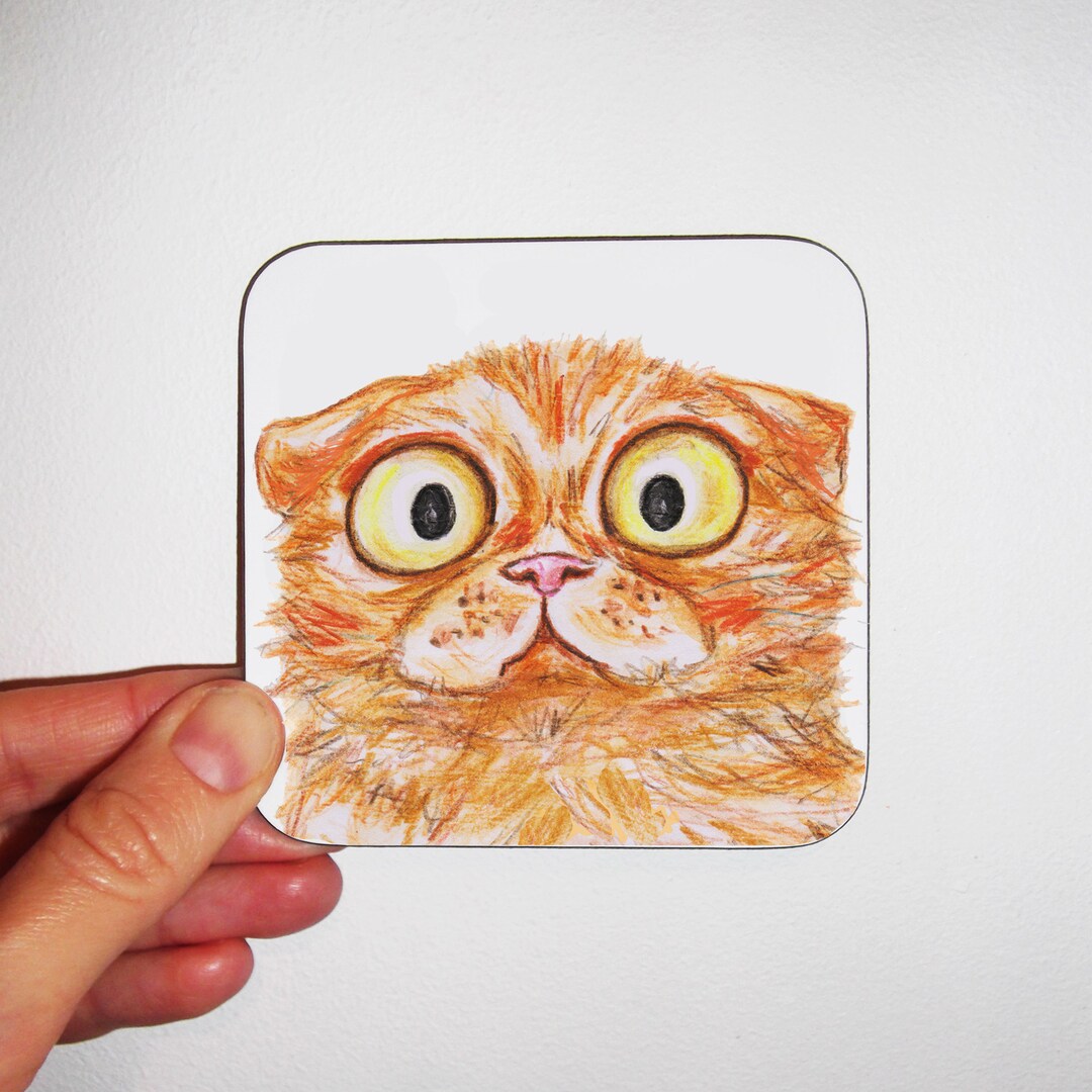 Funny Ginger Cat Coaster, Funny Cat Gift, Hardboard Coaster - Etsy UK