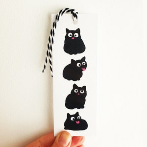 Funny Black Cat Bookmark, Cute Laminated Book Mark, Cat Lover Small ...