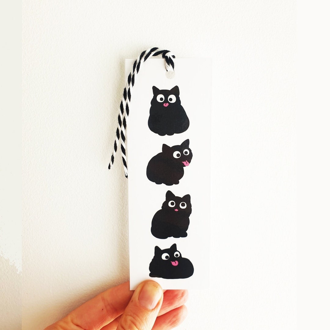 Funny Black Cat Bookmark, Cute Laminated Book Mark, Cat Lover Small ...