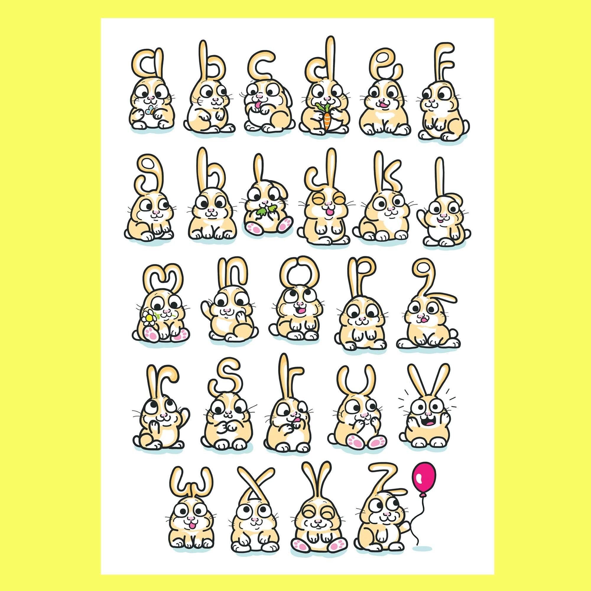 Animal Alphabet Print Rabbit ABC Nursery Print Educational | Etsy