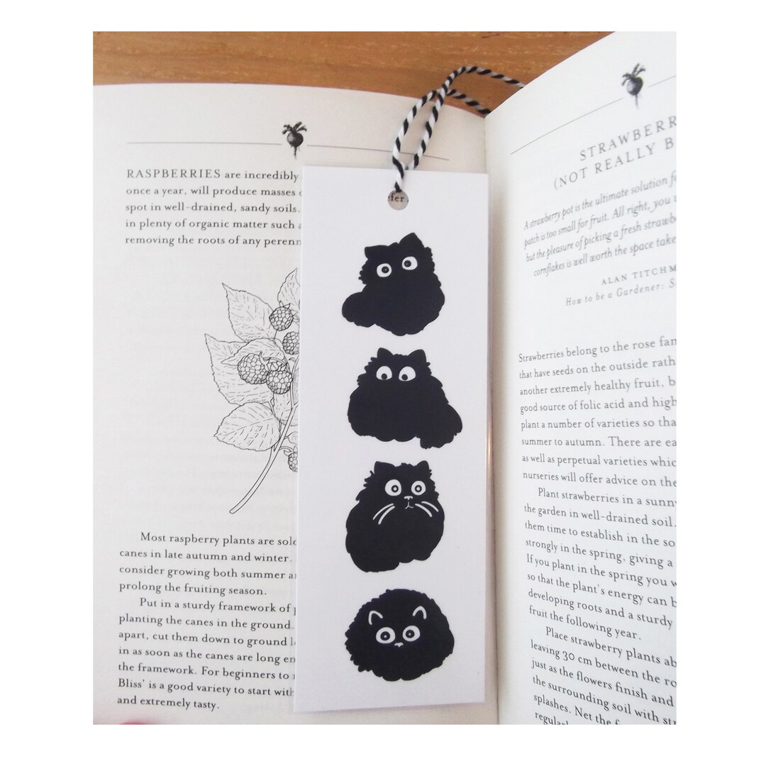 Black Cat Bookmark, Cute Laminated Book Mark, Cat Lover Small Gift ...