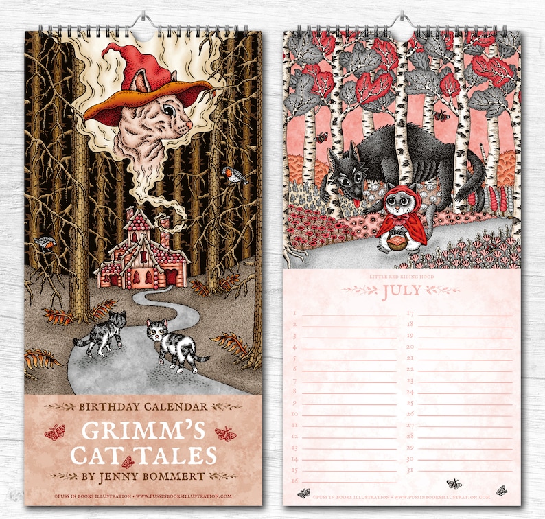 Cat Tales Calendar Birthday Calendar, Perpetual Calendar, Fairy Wall ...