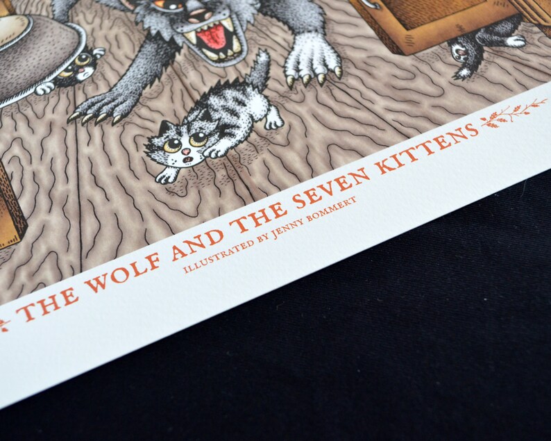 Wolf And The Seven Kittens Art Print Fairy Tale | Etsy