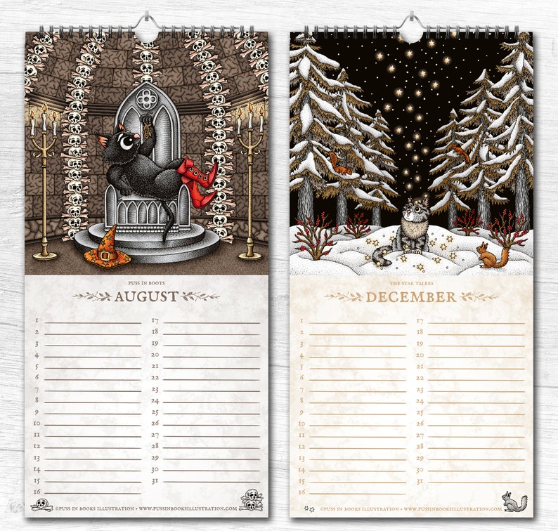 Grimm's Cat Tales Calendar – Birthday Perpetual Fairy Wall Art - Etsy