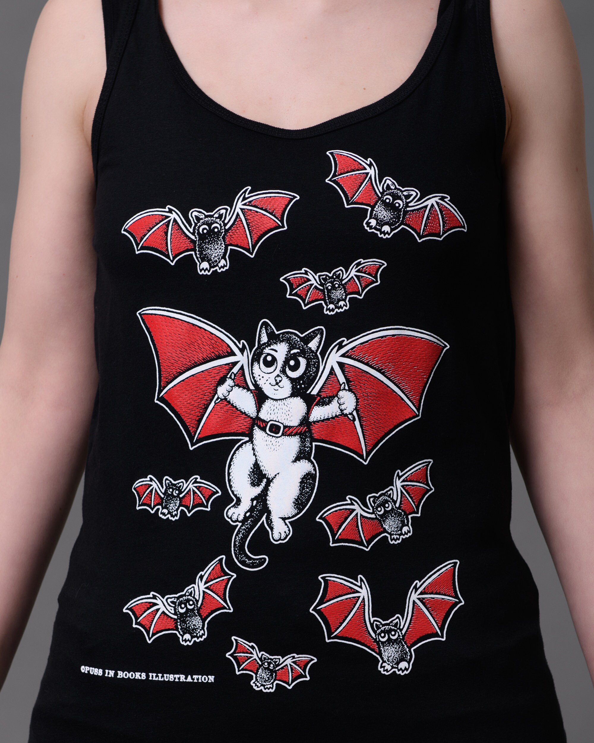 Ladies Tank Top: Bat Cat Gothic Clothing Black Tank Top - Etsy