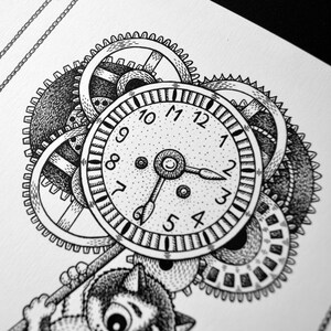 Catching Clockwork Original Art, Steampunk Cat, Time Travel, Gears ...