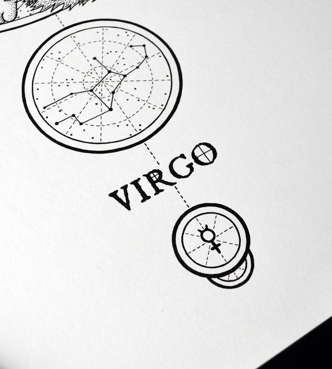 Zodiac Sign Virgo Drawing Original Art Turkish Angora Cat | Etsy