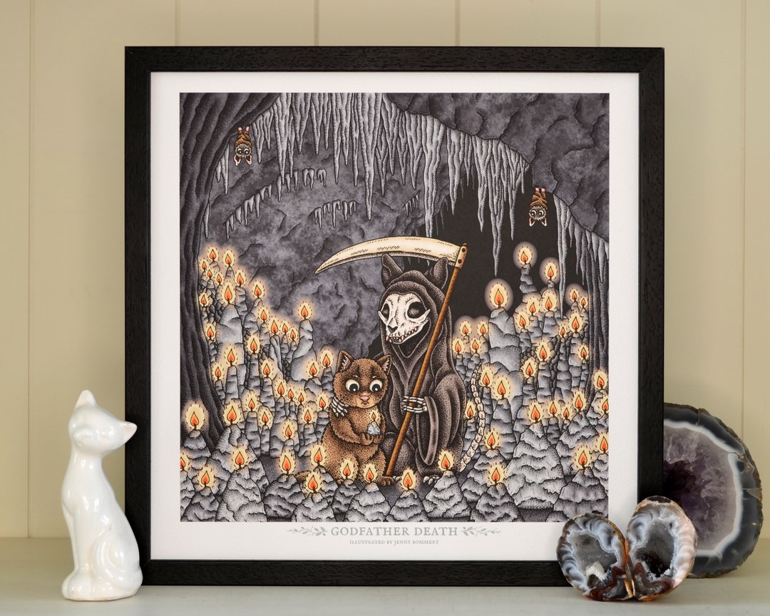 Godfather Death Art Print Fairy Tale Illustration, Cute Bats, Dark Art ...
