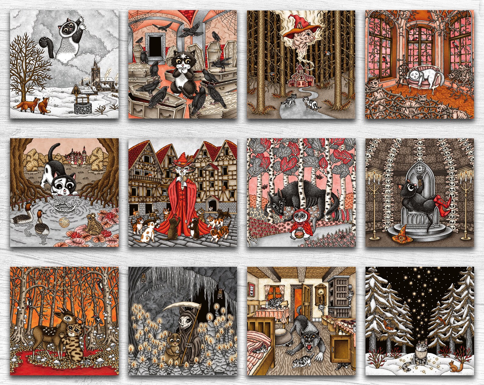 Grimm's Cat Tales Calendar – Birthday Perpetual Fairy Wall Art - Etsy