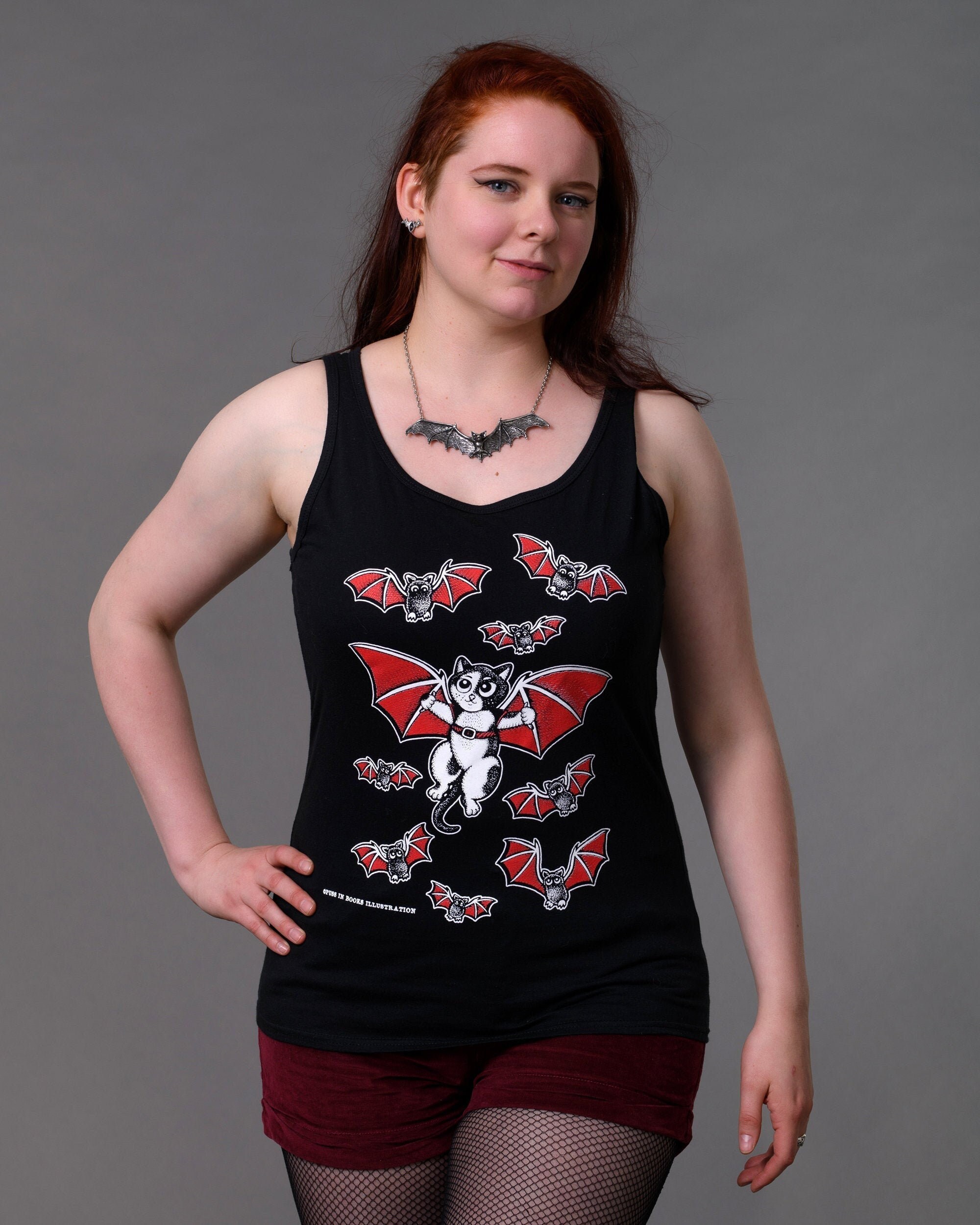 Ladies Tank Top: Bat Cat Gothic Clothing Black Tank Top - Etsy