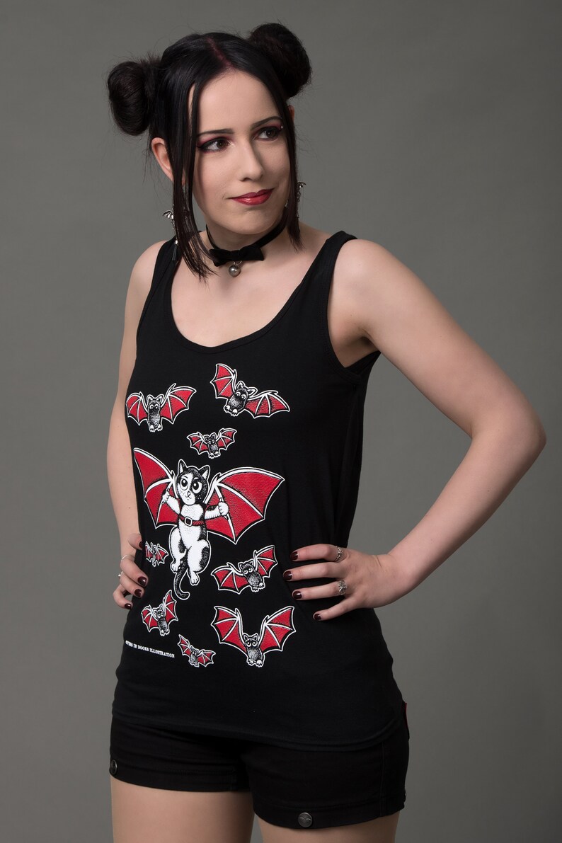 Ladies Tank Top: Bat Cat Gothic Clothing Black Tank Top - Etsy