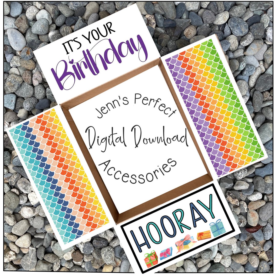 Care Package, Happy Birthday Package Digital Box Flaps, Birthday Gift ...