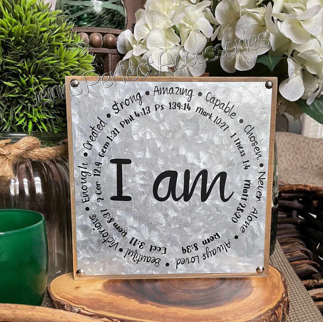 I Am Sign, Bible Verse Sign, Affirmation Sign, Christian Gift ...