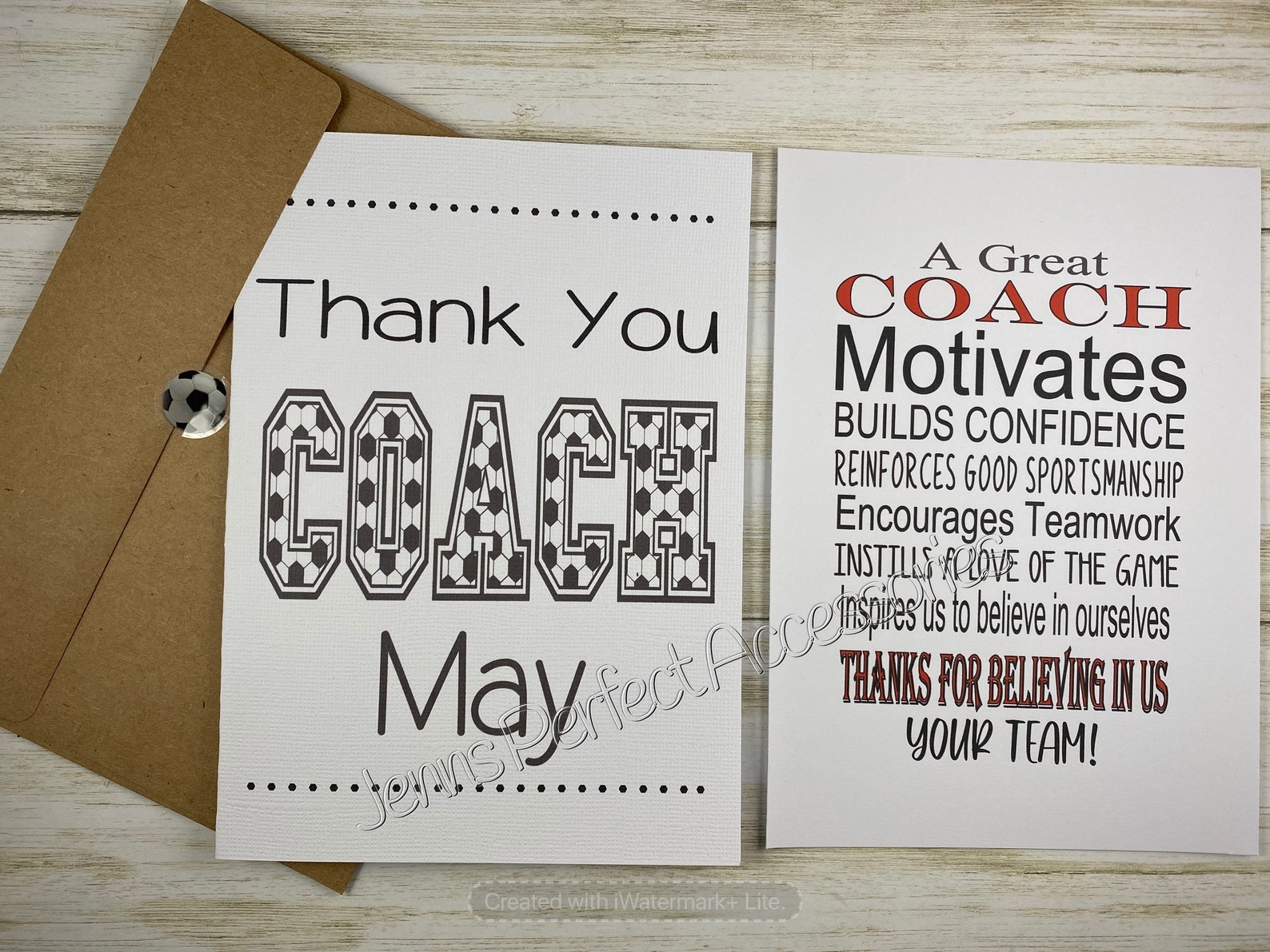 Personalized Soccer Coach Thank You Card Thanks Coach Soccer - Etsy