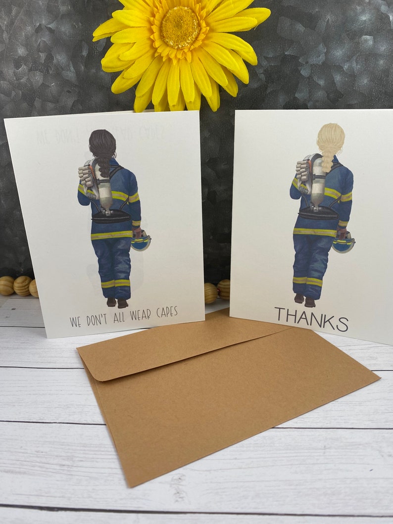 Female Fire Fighter Card Personalized Fireman Card - Etsy