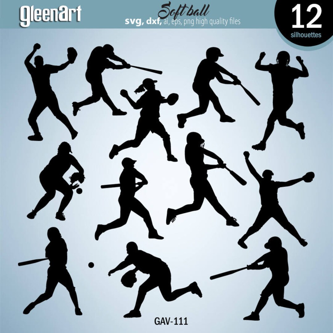 Softball Silhouettes, Softball Svg Files, Softball Svg, Baseball Svg ...