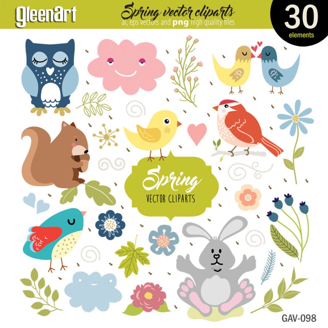 Spring Clipart, Animals and Flowers Cliparts, Clip Art, Digital Clipart ...