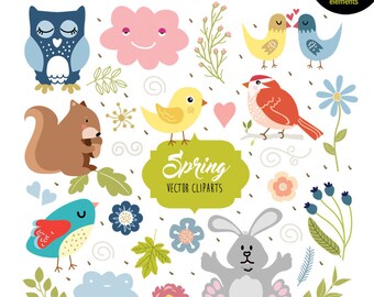 Spring Owl Clip Art - Etsy