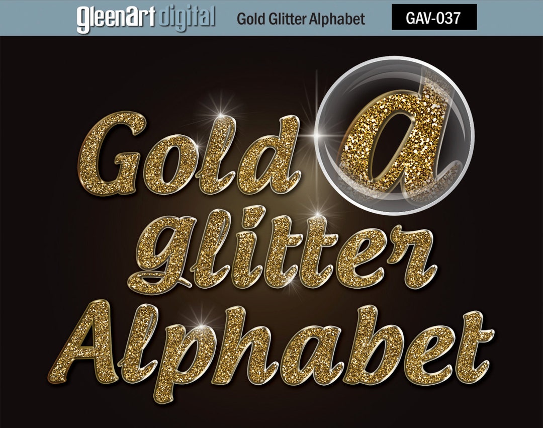 50% off Sale - Gold Glitter Alphabet/clipart/digital Glitter Alphabet ...