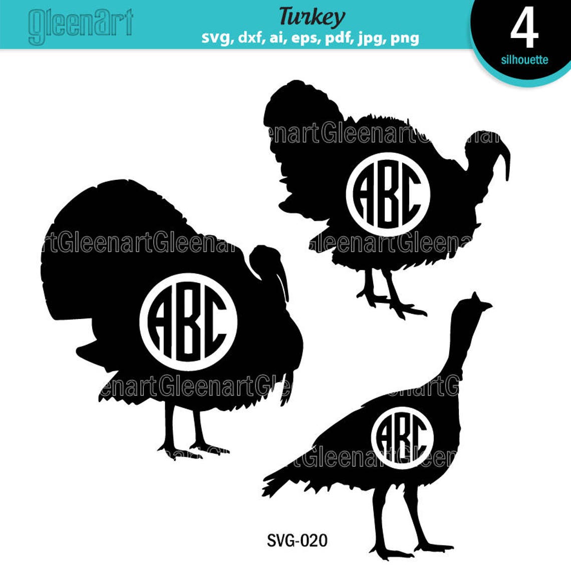 Turkey Svg Bundle Turkey Monogram Turkey Clipart - Etsy