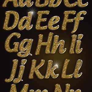 50% off Sale - Gold Glitter Alphabet/clipart/digital Glitter Alphabet ...