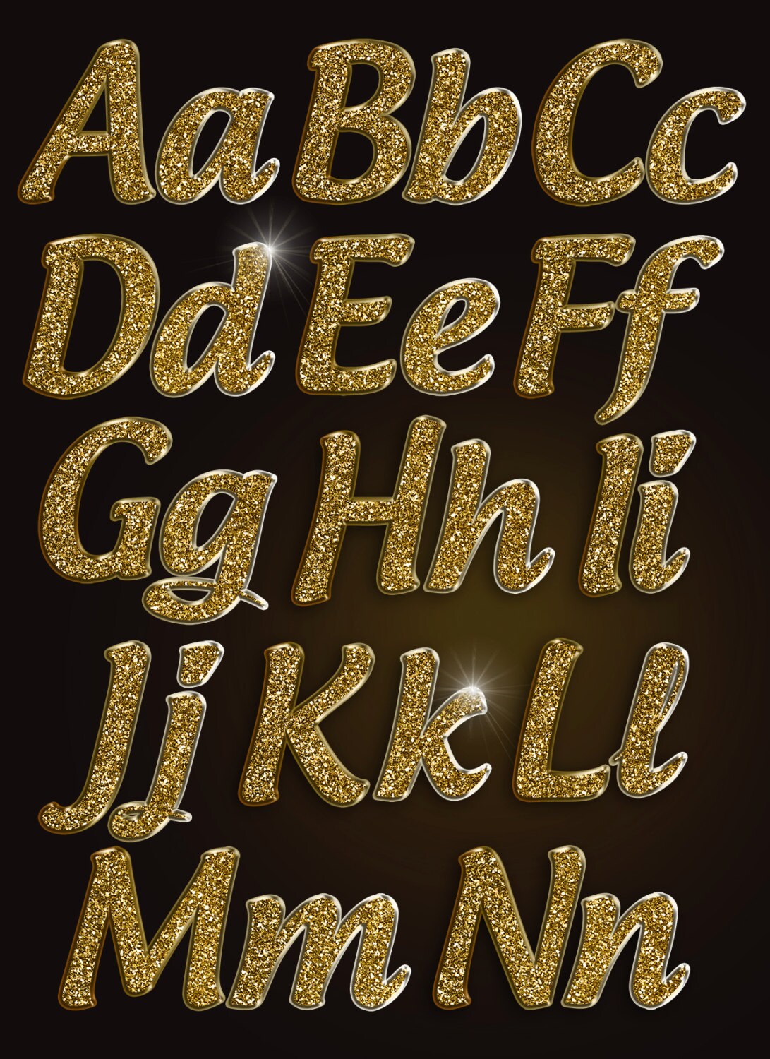 50% off Sale - Gold Glitter Alphabet/clipart/digital Glitter Alphabet ...