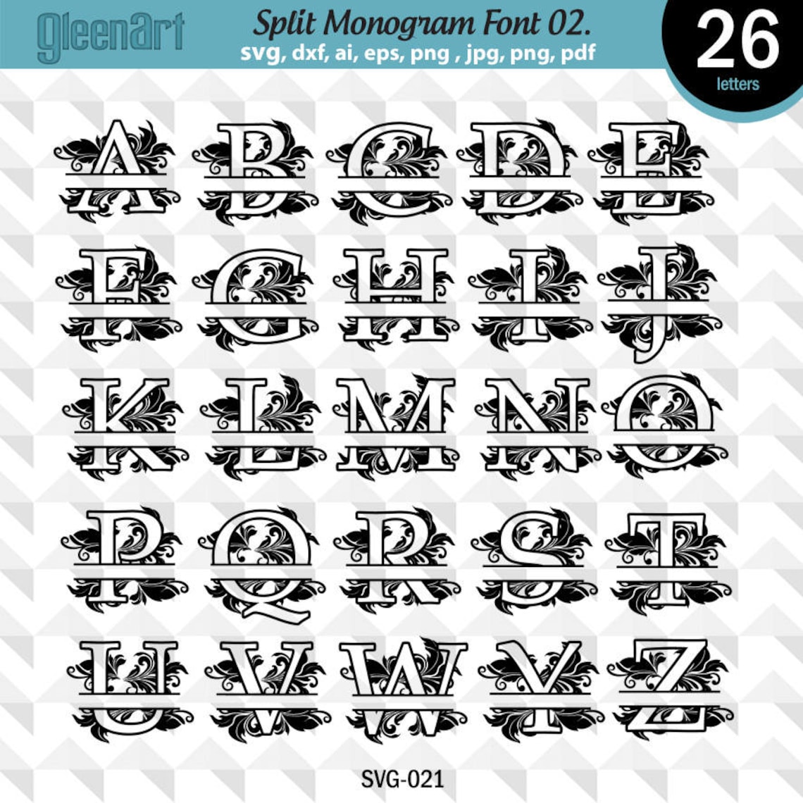 Monogram letter svg file vector alphabet png cricut vector | Etsy