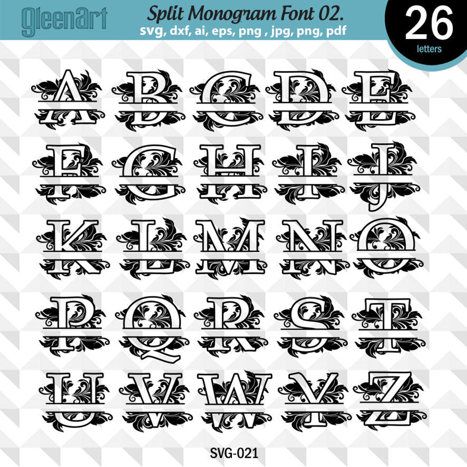 Monogram letter svg file vector alphabet png cricut vector | Etsy