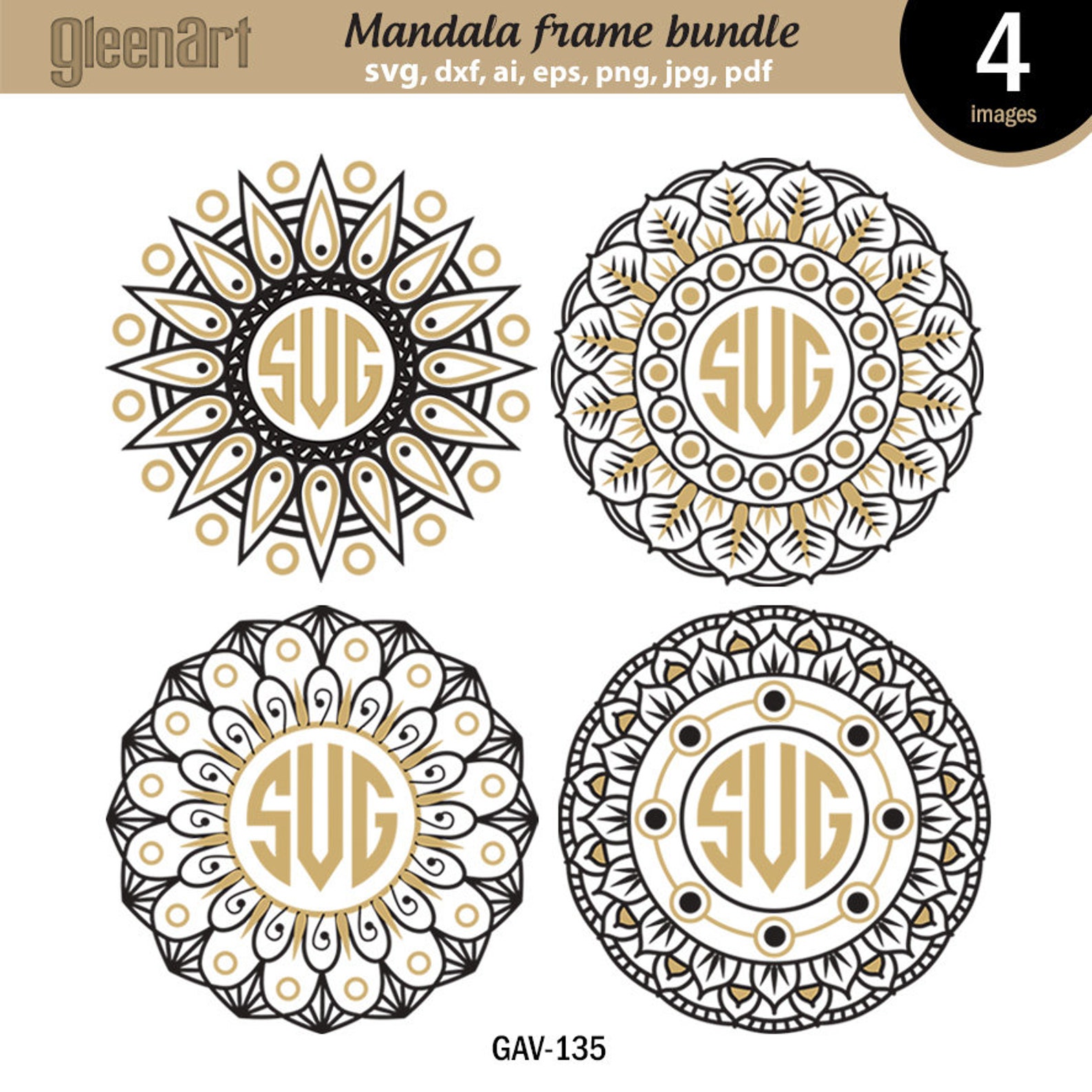 Manadala Monogram Frames, Mandala Svg, Circle Monogram Frame Svg ...